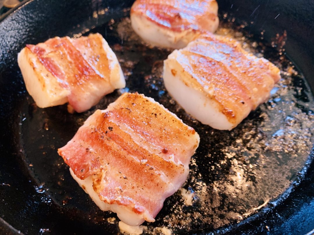 Skillet Bacon-Wrapped Cod with Zucchini & Tomatoes - Recipe! - Live ...