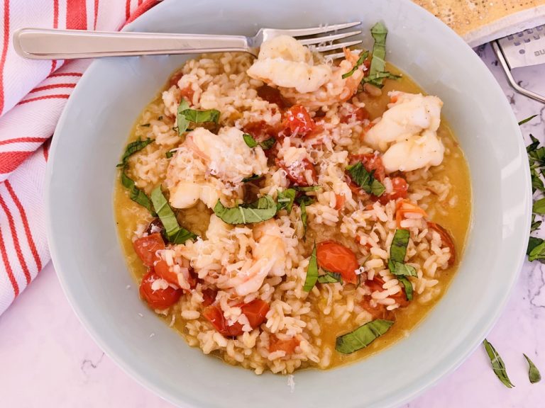 Cherry Tomato & Basil Risotto with Shrimp - Recipe! - Live. Love. Laugh ...