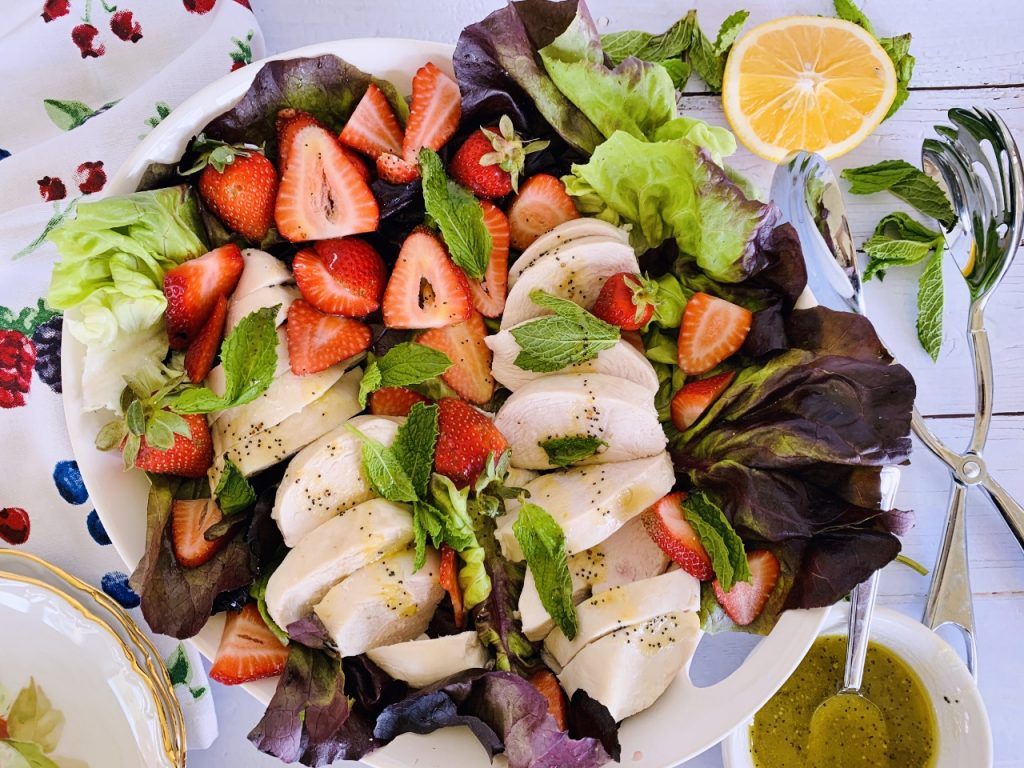 Poached Chicken Salad with Strawberries and Honey Poppy Seed ...