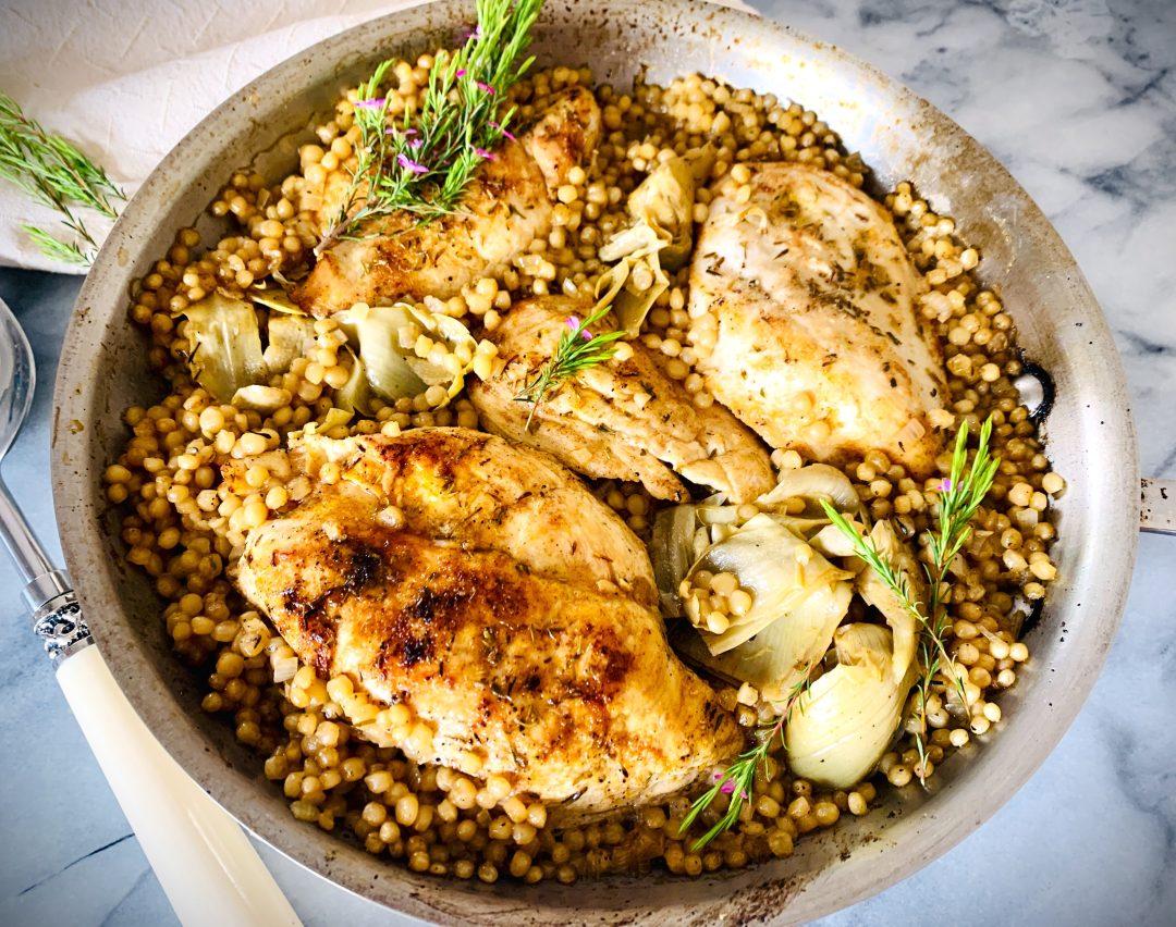 Braised Chicken with Artichokes and Israeli Couscous - Recipe! - Live ...